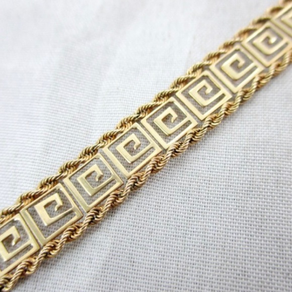Jewelry | 1k Gold Greek Key 7 Bracelet | Poshmark